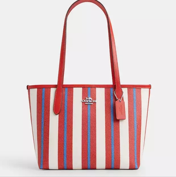 Coach | Bags | Coach Storypatch City Tote Bag Red White And Blue ...